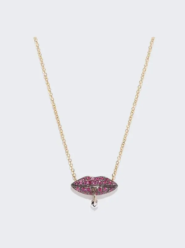 Delfina Delettrez Lips Ruby Necklace - 18k Gold