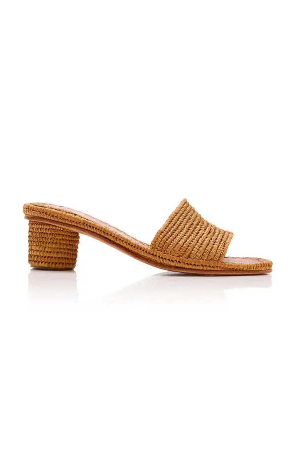 Carrie Forbes Bou Raffia Heeled Mules - Brown