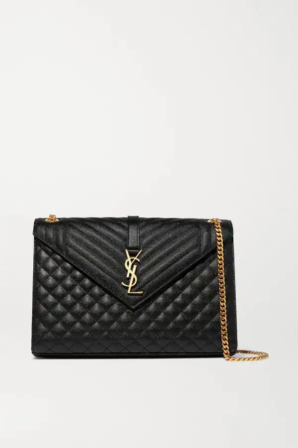 Saint Laurent Envelope Large Quilted Texturedleather Shoulder Bag