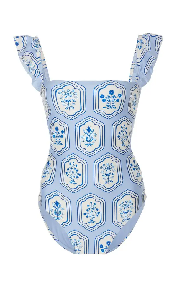 Agua Bendita Nativa Printed Ruffled Swimsuit