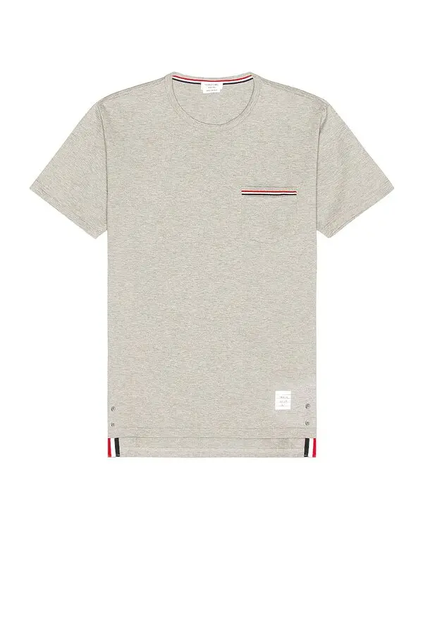 Thom Browne Jersey Cotton Short Sleeve Pocket Tee In Grey - Light Grey