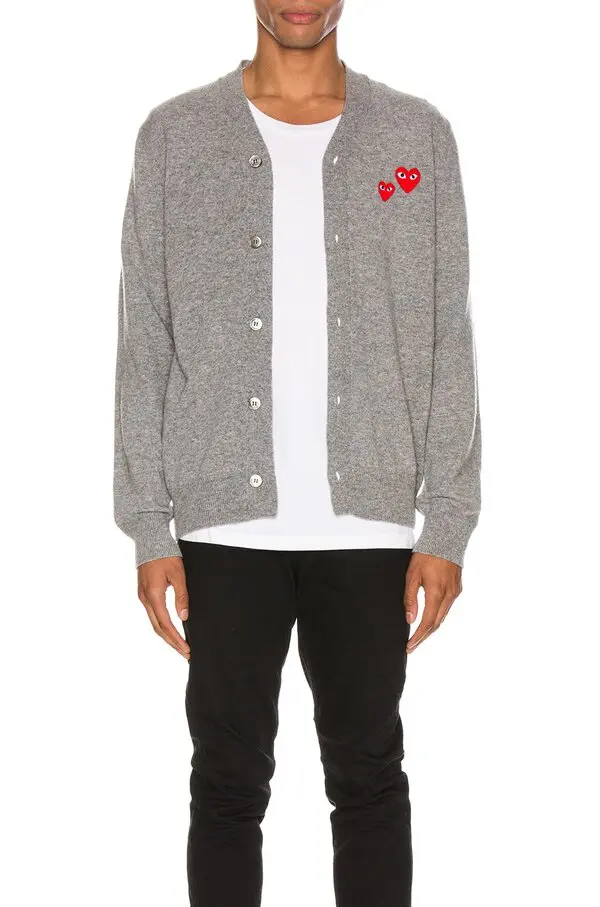 Play Comme Des Garcon Multiheart Cardigan - Grey