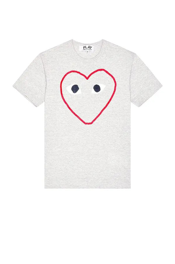 Play Comme Des Garcon Heart Logo Tee In Novelty,gray