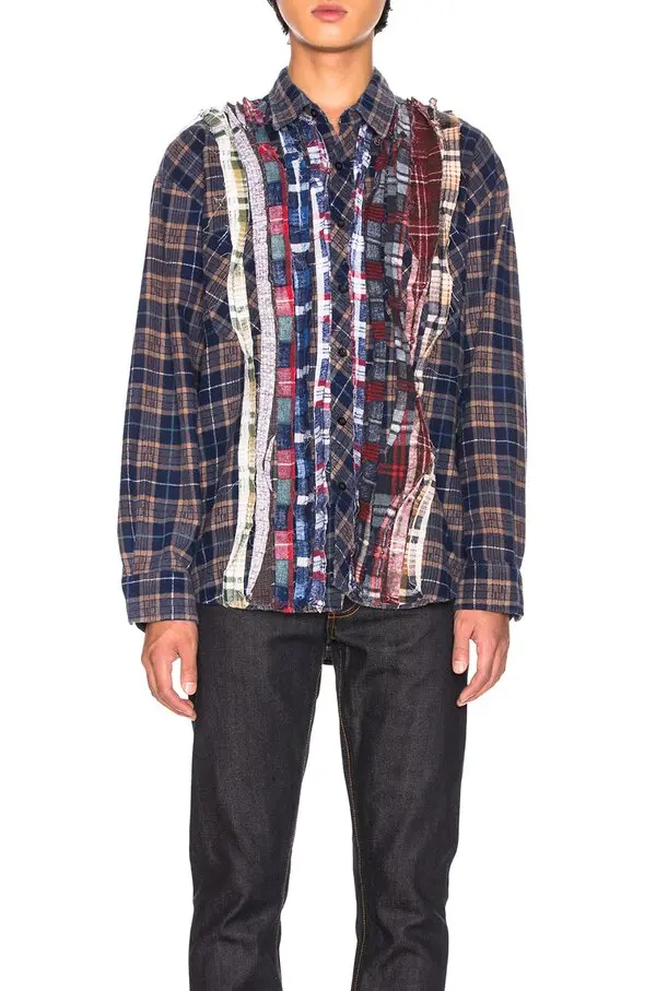 Needles Ribbon Flannel In Blue,plaid