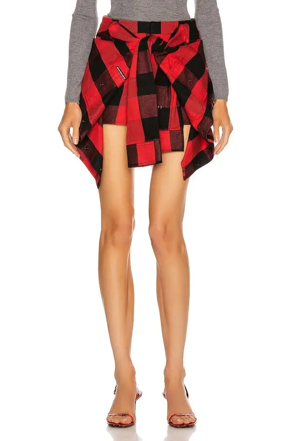 Alexander Wang Plaid Tie Front Skort