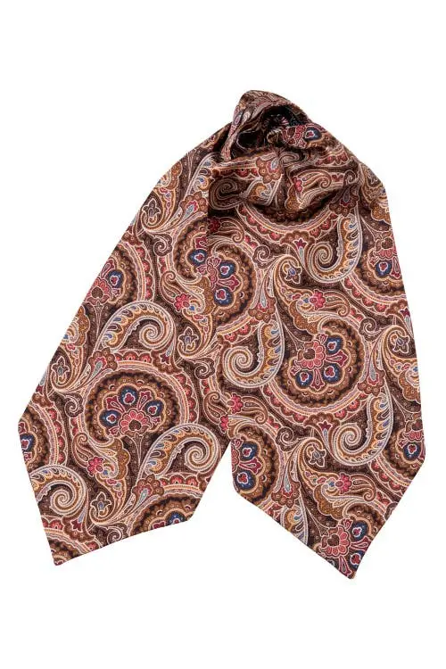 ELIZABETTA Bugatti Silk Ascot Cravat - Mahogany