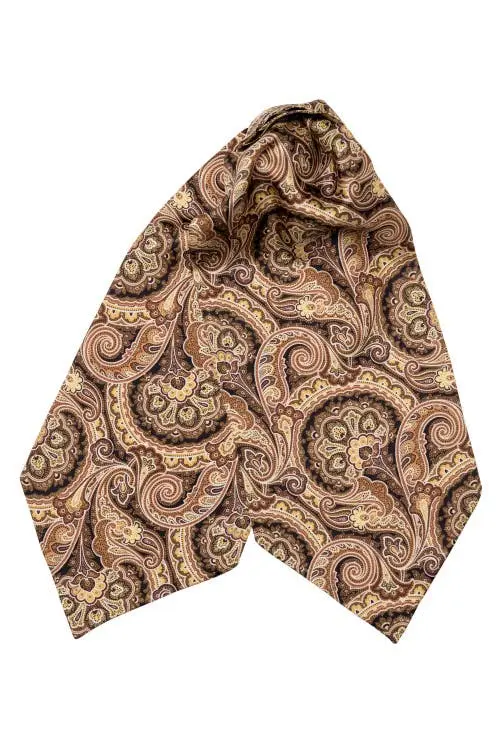 ELIZABETTA Bugatti Silk Ascot Cravat - Walnut