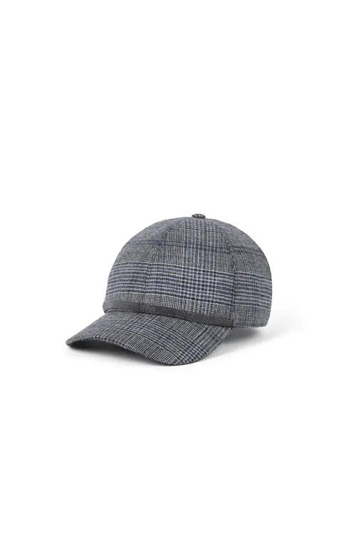 Brunello Cucinelli Prince Of Wales Baseball Cap - Grey