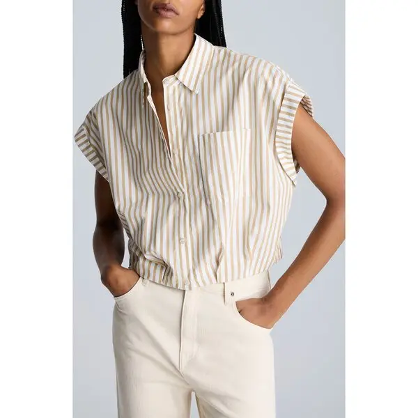 KENNETH COLE Oversized Striped Cotton Button-down Shirt