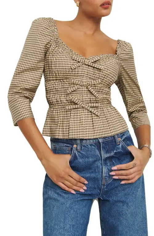 REFORMATION Lauryn Gingham Top - Blondie Check