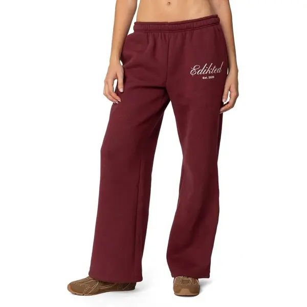 EDIKTED Relaxed Fit Sweatpants - Burgundy