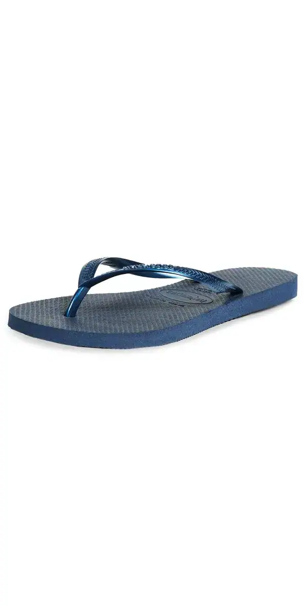 Havaianas Slim Glitter Flourish Rubber Flip-Flops Navy
