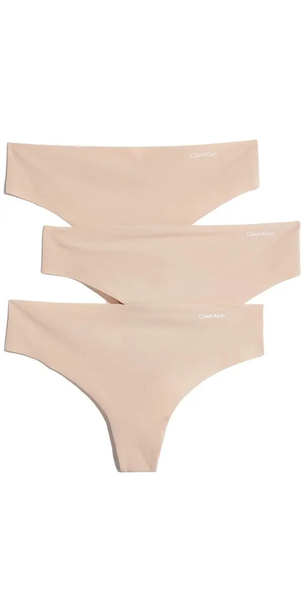 Calvin Klein 3 Pack Invisibles Thongs - Light Caramel