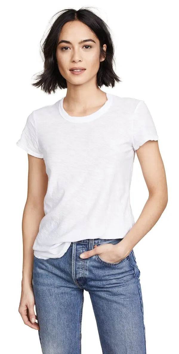 JAMES PERSE Sheer Slub Crew Neck Tee - White