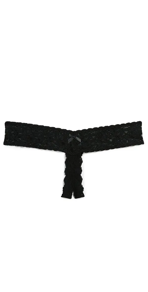 Hanky Panky After Midnight Open Gusset Low Rise Thong - Black
