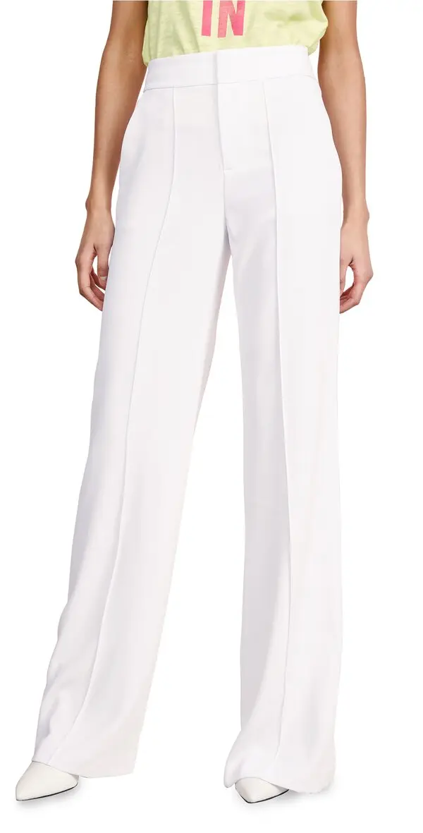 Alice + Olivia Dylan High Waisted Wide Leg Pants - White