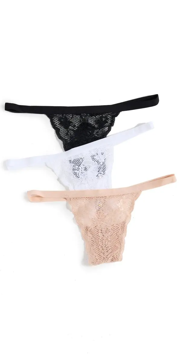 Cosabella Never Say Never Thong 3 Pack - Black/sette/white