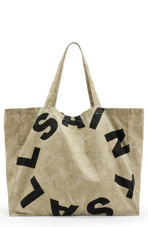 All Saints Large Tierra Canvas Tote Bag - Taupe/ Jet Black