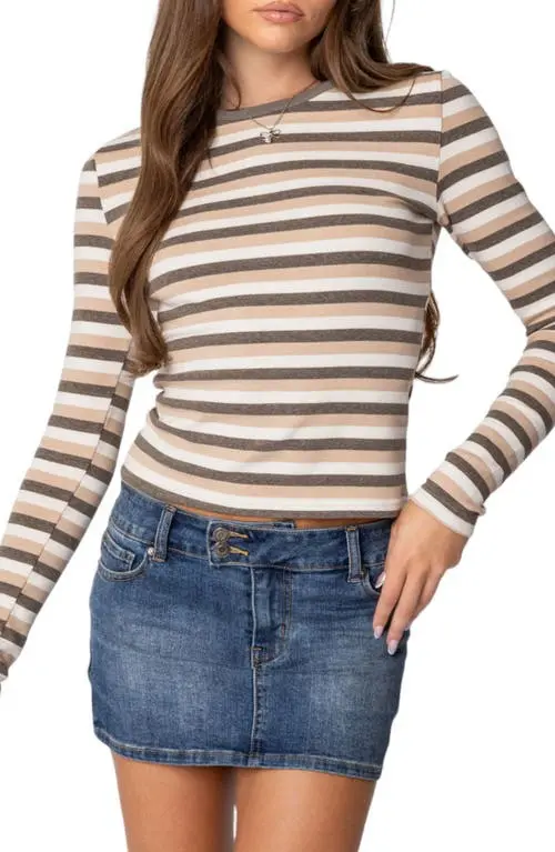 EDIKTED Sivan Stripe Stretch Cotton T-shirt