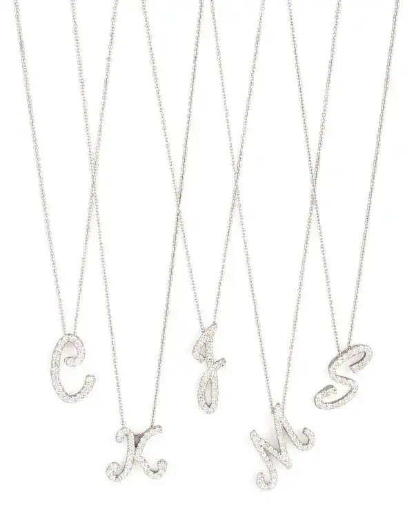 Roberto Coin Diamond Initial Necklace White Gold Editorialist