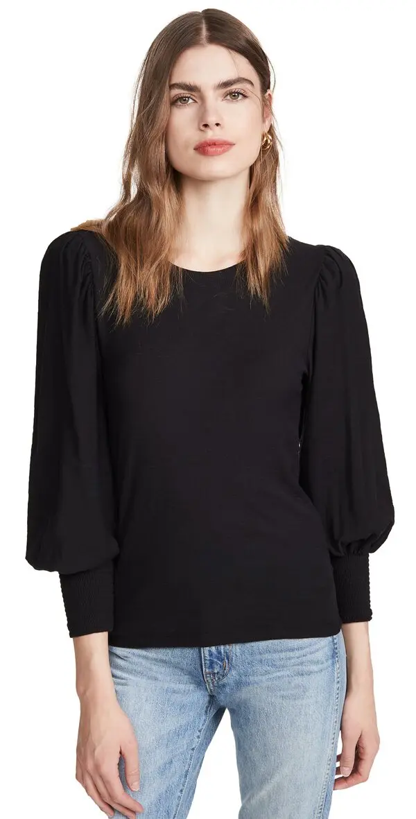 Nation Ltd Loren Smocked Tee - Black