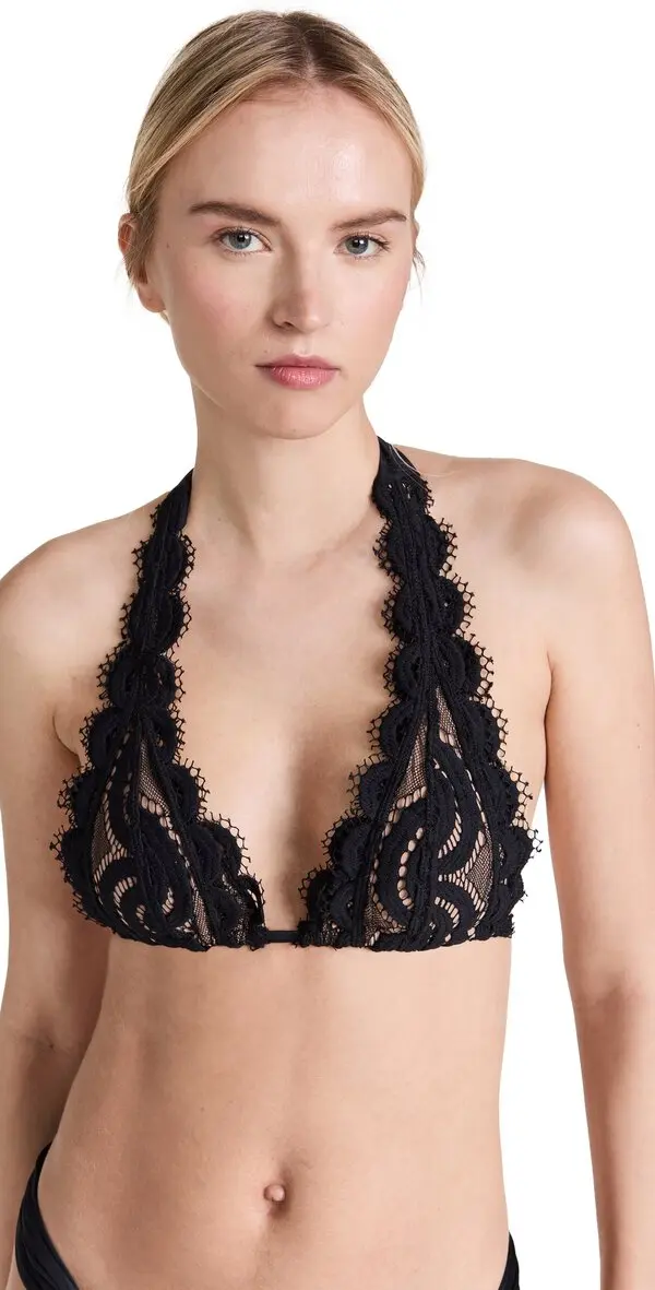 PQ Lace Halter Bikini Top - Midnight