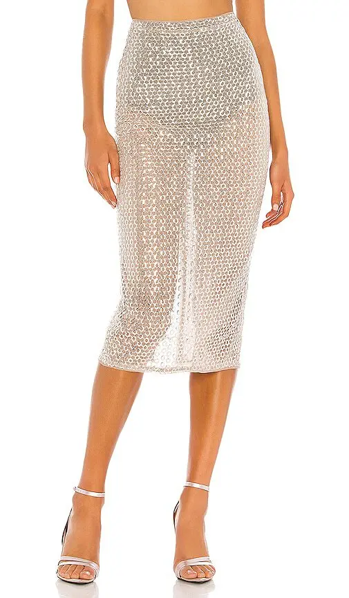 CAMILA COELHO Beatriz Metallic Midi Skirt