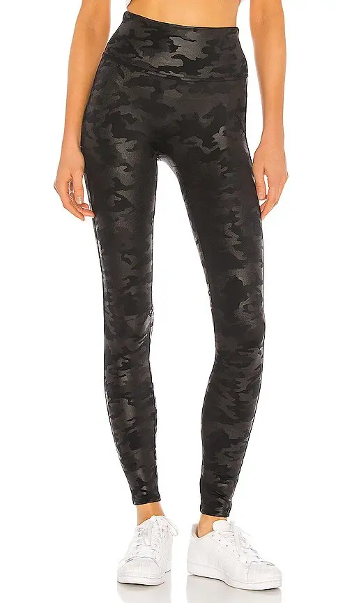 Spanx Faux Leather Camo Legging In Black Matte Black Camo