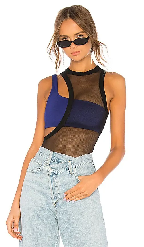 H:OURS Sutra Bodysuit - Black & Blue Violet