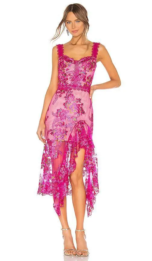 Bronx And Banco Eva Midi Dress - Fuchsia