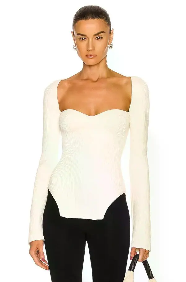 Khaite Maddy Long Bustier Top - Cream