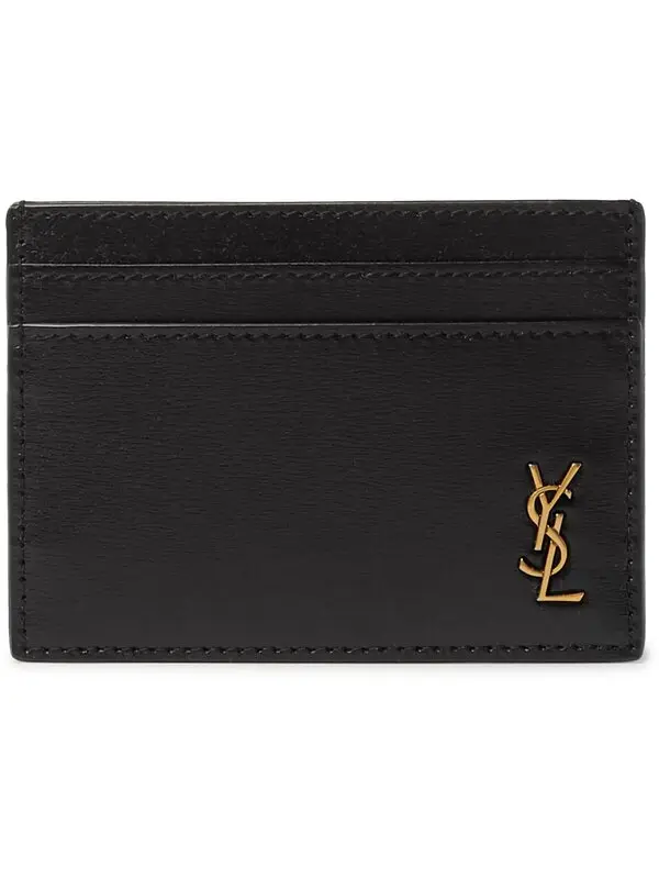 Saint Laurent Logo-appliquéd Leather Cardholder - Black