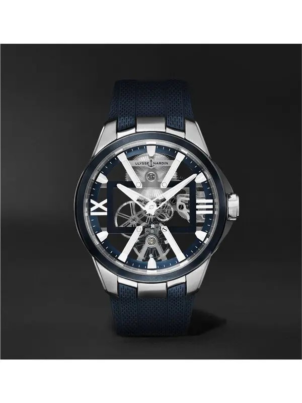 ULYSSE NARDIN Skeleton X Hand-wound 42mm Titanium And Rubber Strap Watch