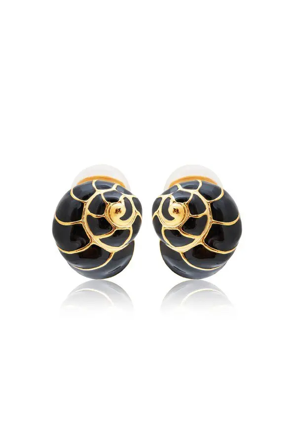 KENNETH JAY LANE And Black Shell Clip Earrings