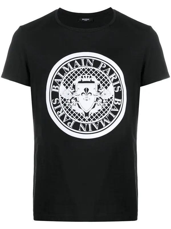 Balmain Flocked Coin T-shirt - Black