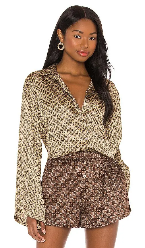 L'academie Oversized Button Down In Tan
