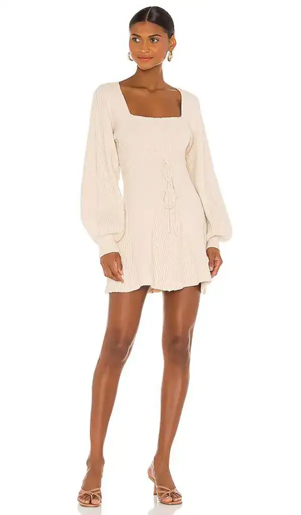 wildest dreams flare sleeve mini dress in cream Oh Polly Wildest Dreams Flare Sleeve Mini Dress – Luxandluxy main image 0