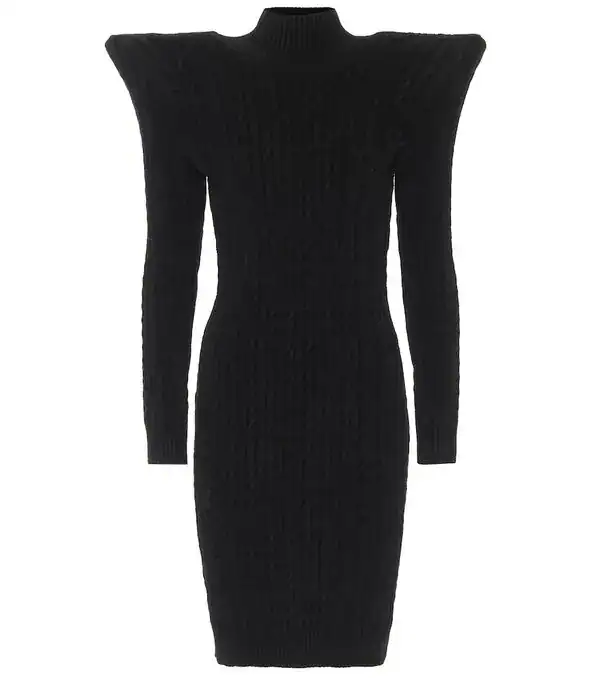 Balenciaga Pagoda Cable-Knit Chenille Minidress In Black - 30% Off |  Editorialist