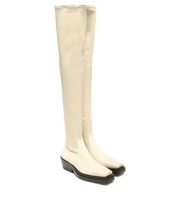 Bottega Veneta Lean Leather Over-The-Knee Boots In White 40% Off