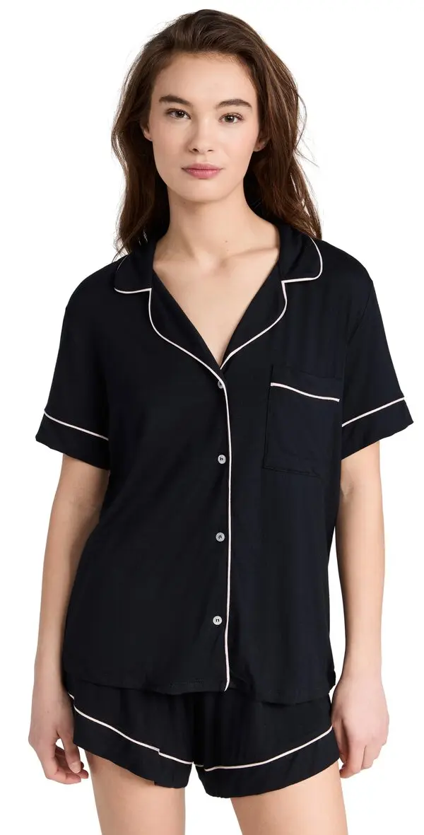 Eberjey Gisele The Relaxed Shorts Pajamas Set - Black/sorbet