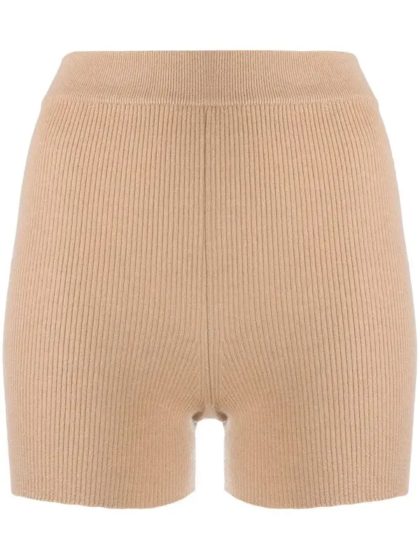 Cashmere In Love Alexa Ribbed-knit Biker Shorts - Neutrals