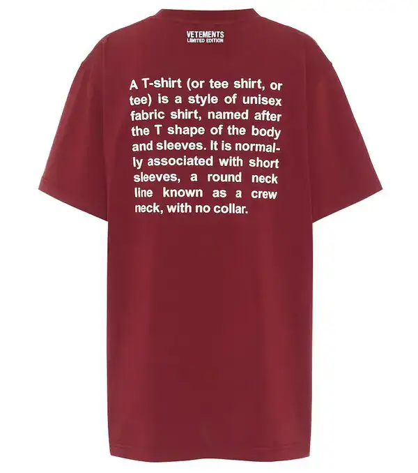 Vetements X Hanes Definition Cotton T-Shirt In Red - 40% Off 