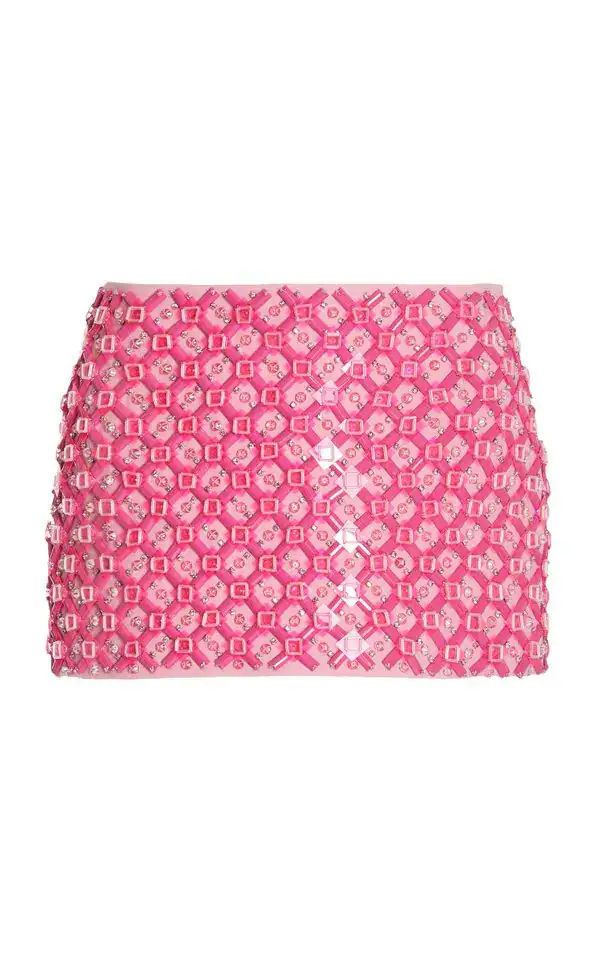 Miu Miu Crystal And Sequin-Embellished Mini Skirt - Pink