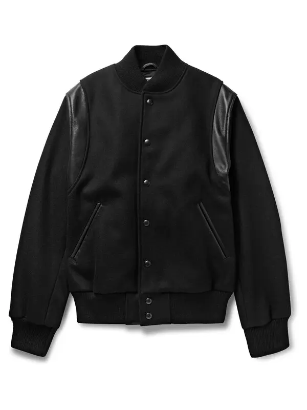 Golden Bear Hayes Leather-panelled Melton Virgin Wool-blend Varsity Jacket