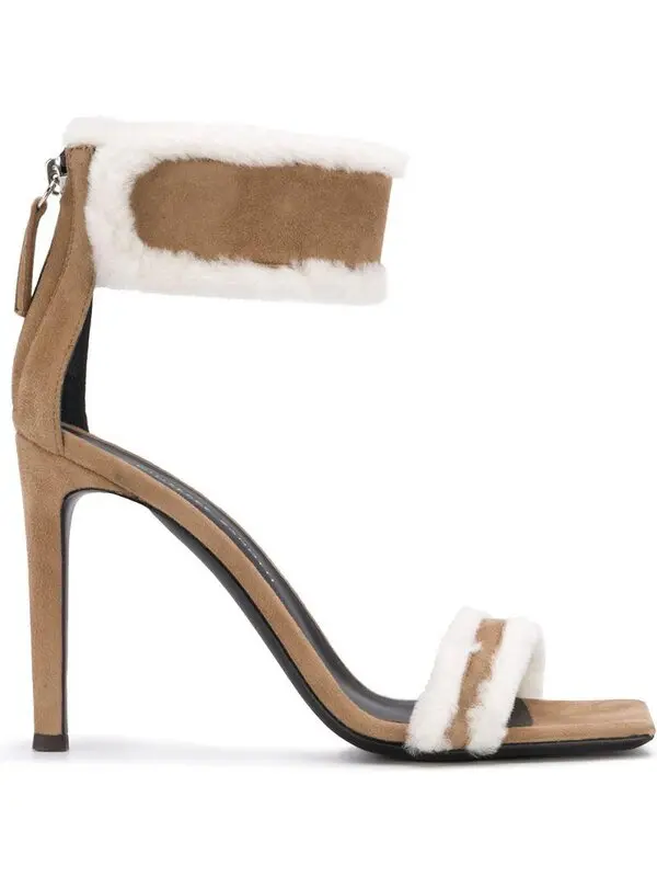 GIUSEPPE ZANOTTI 105mm Shearling-trimmed Sandals