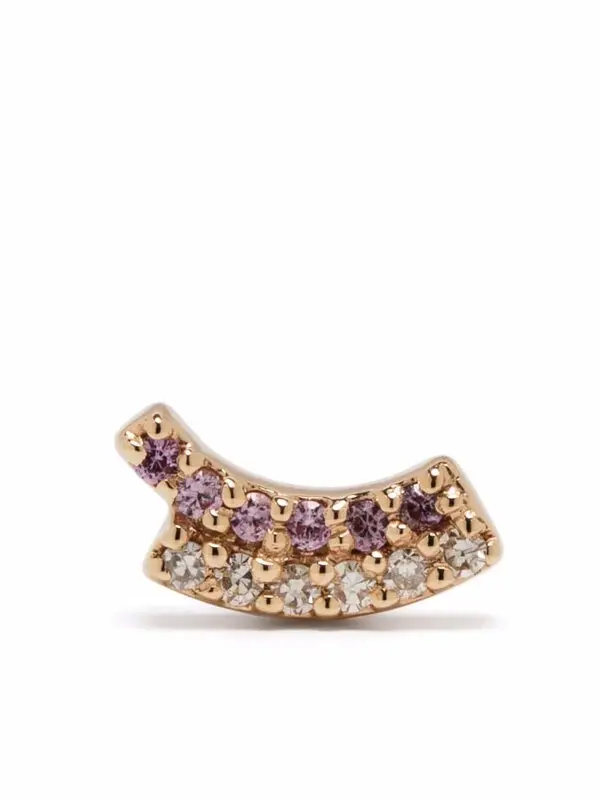 MARIA BLACK 14kt Yellow Rainbow Pink Sapphire And Diamond Stud Earring
