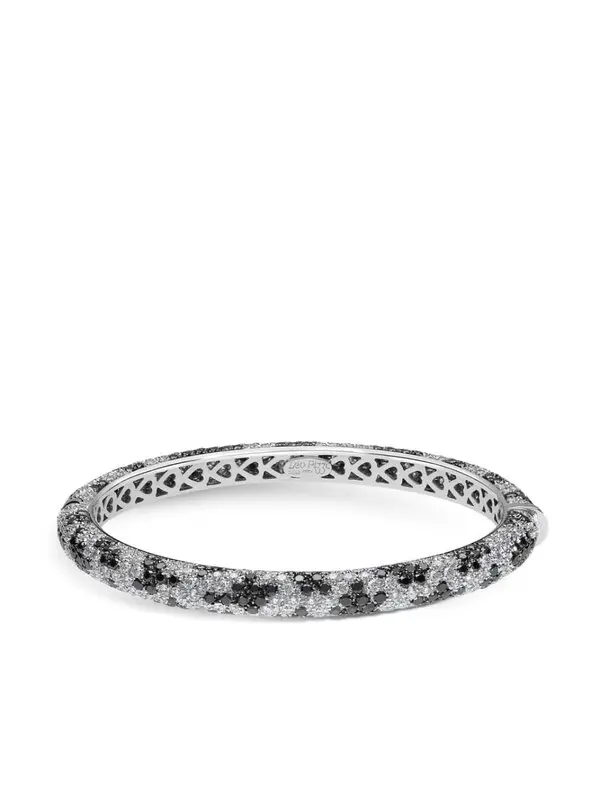 LEO PIZZO 18kt White Gold Diamond Leopard Bangle - Silver