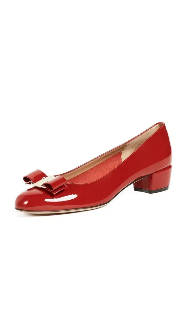 FERRAGAMO Vara Low Heel Pumps - Rosso