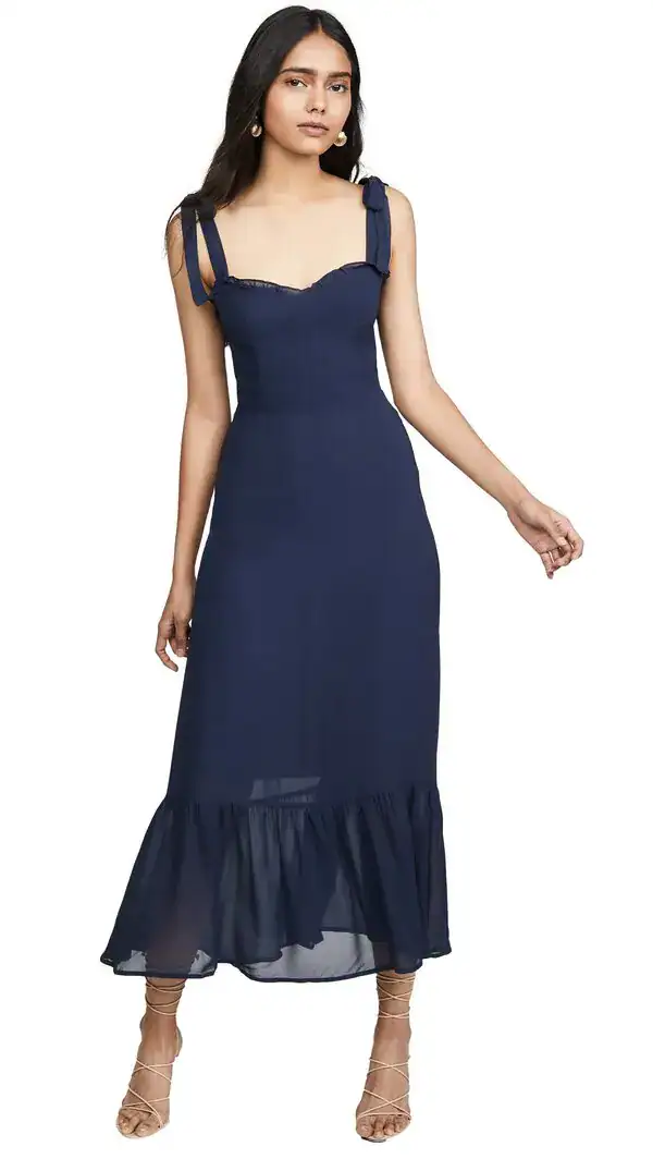 Reformation Nikita Dress Navy Editorialist