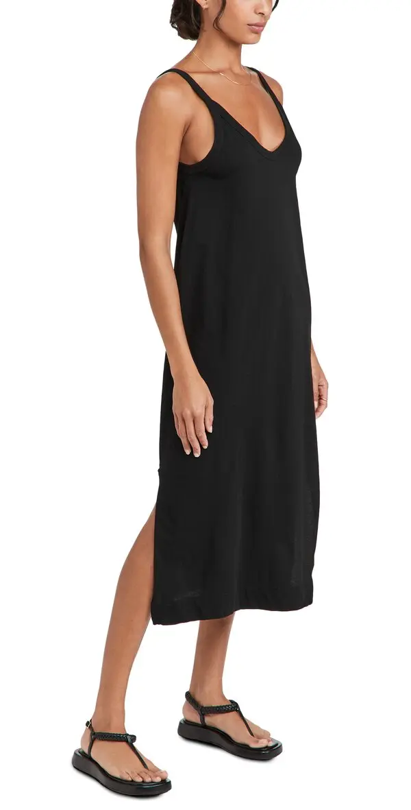 Bassike V Neck Jersey Slip Dress - Black | Editorialist